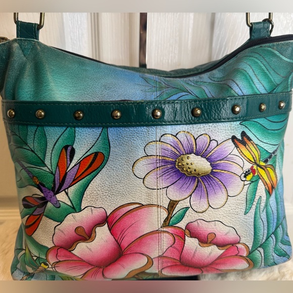 Anuschka | Bags | Anuschka Handpainted Leather Crossbody Shoulder Bag ...